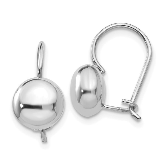 LaneMax | Jewelry | 4k White Polished 8mm Button Kidney Wire Earrings ...